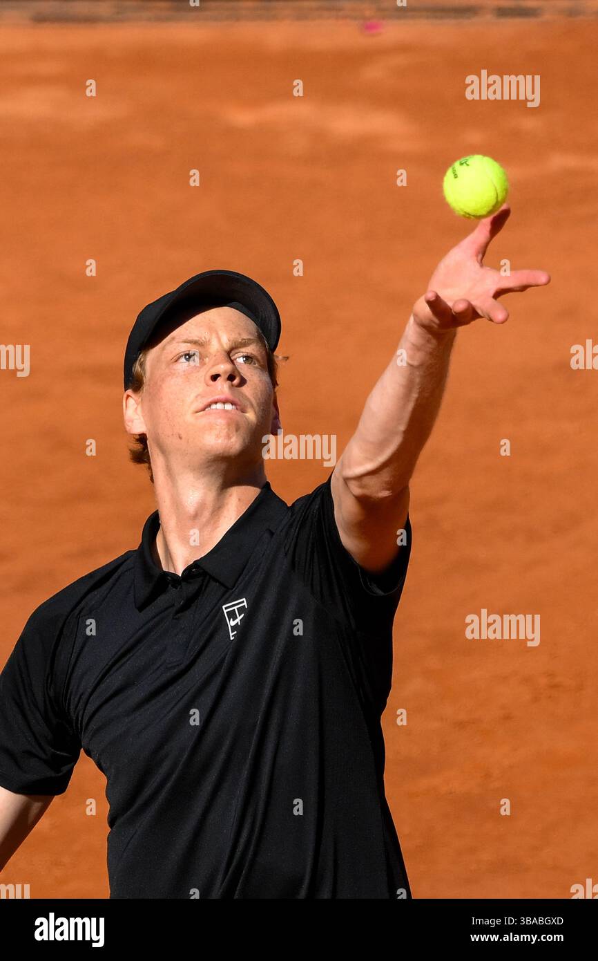 Rome, Italy. 12th May, 2025. Jannik Sinner (ITA) during the third round ...