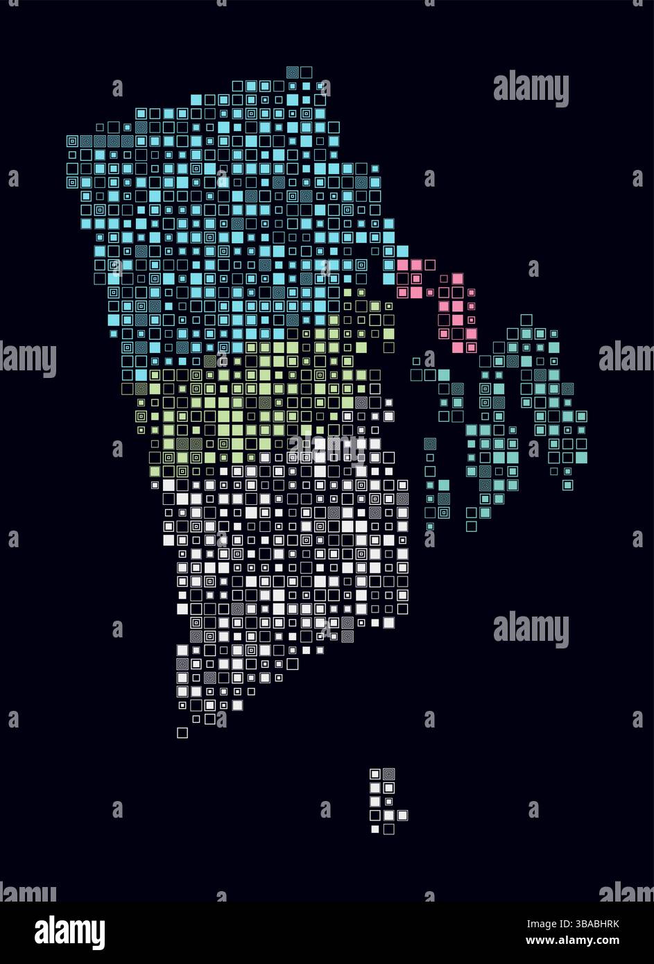 Rhode Island, shape of the state built of colored cells. Digital style ...