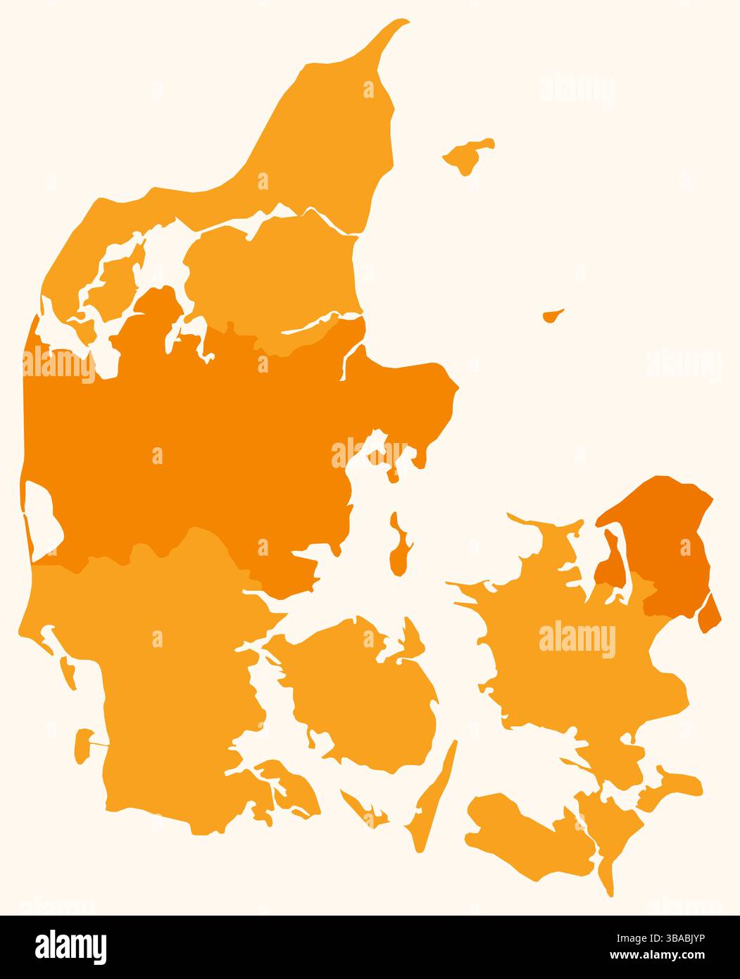Map of Denmark with regions. Just a simple country border map with ...