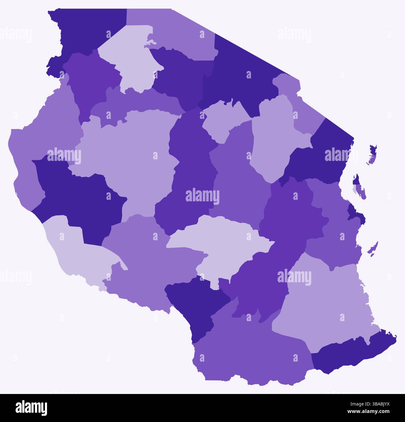 Map of Tanzania with regions. Just a simple country border map with ...