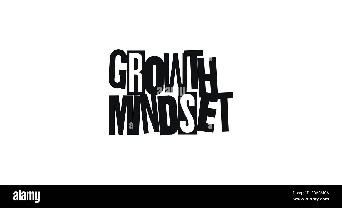 Motivational Quote Growth Mindset In Abstract Collage Font. Funky Dada ...