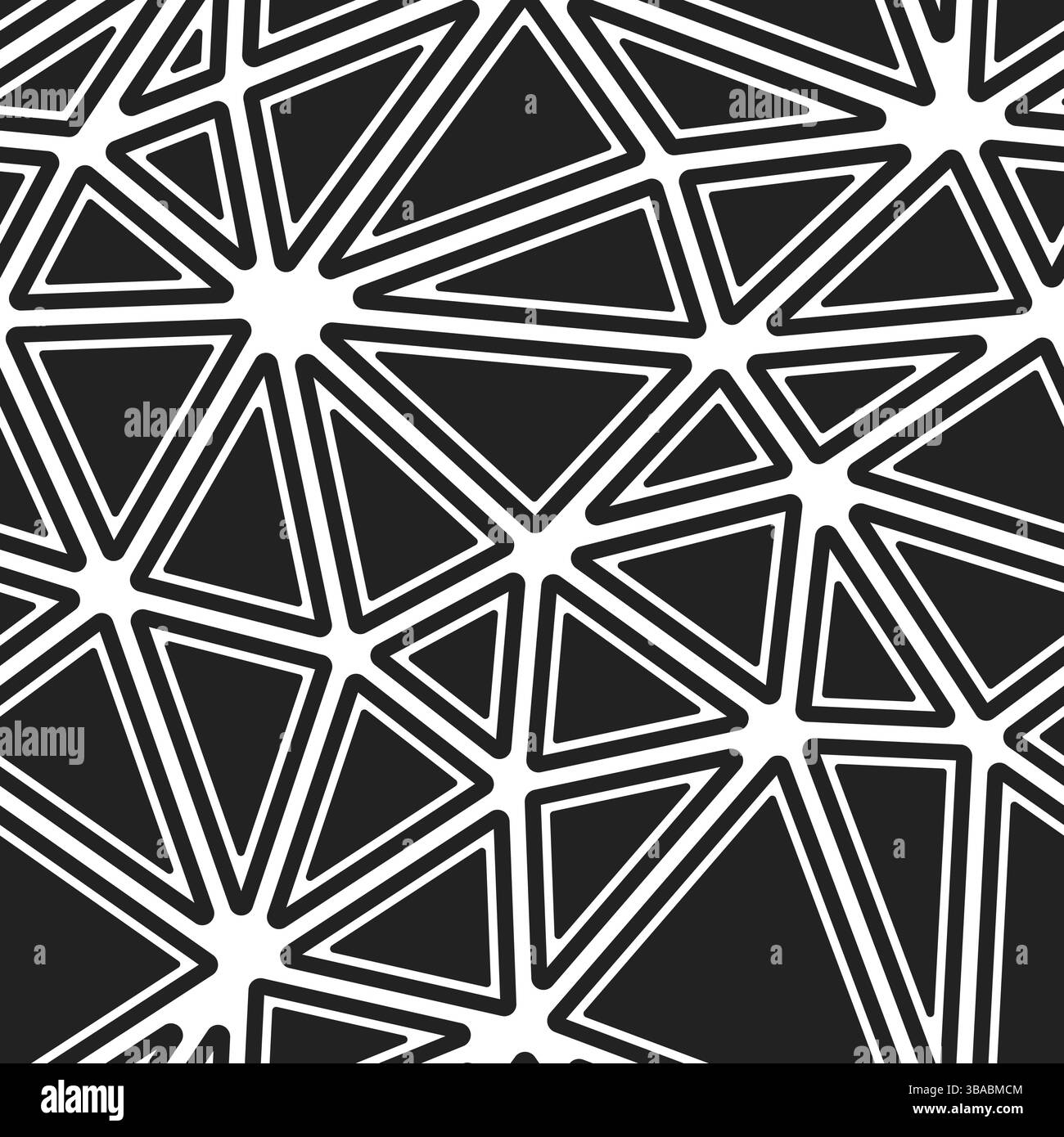 Geometric pattern. Rounded solid shapes in frames. Big triangle size. Black and white style ...