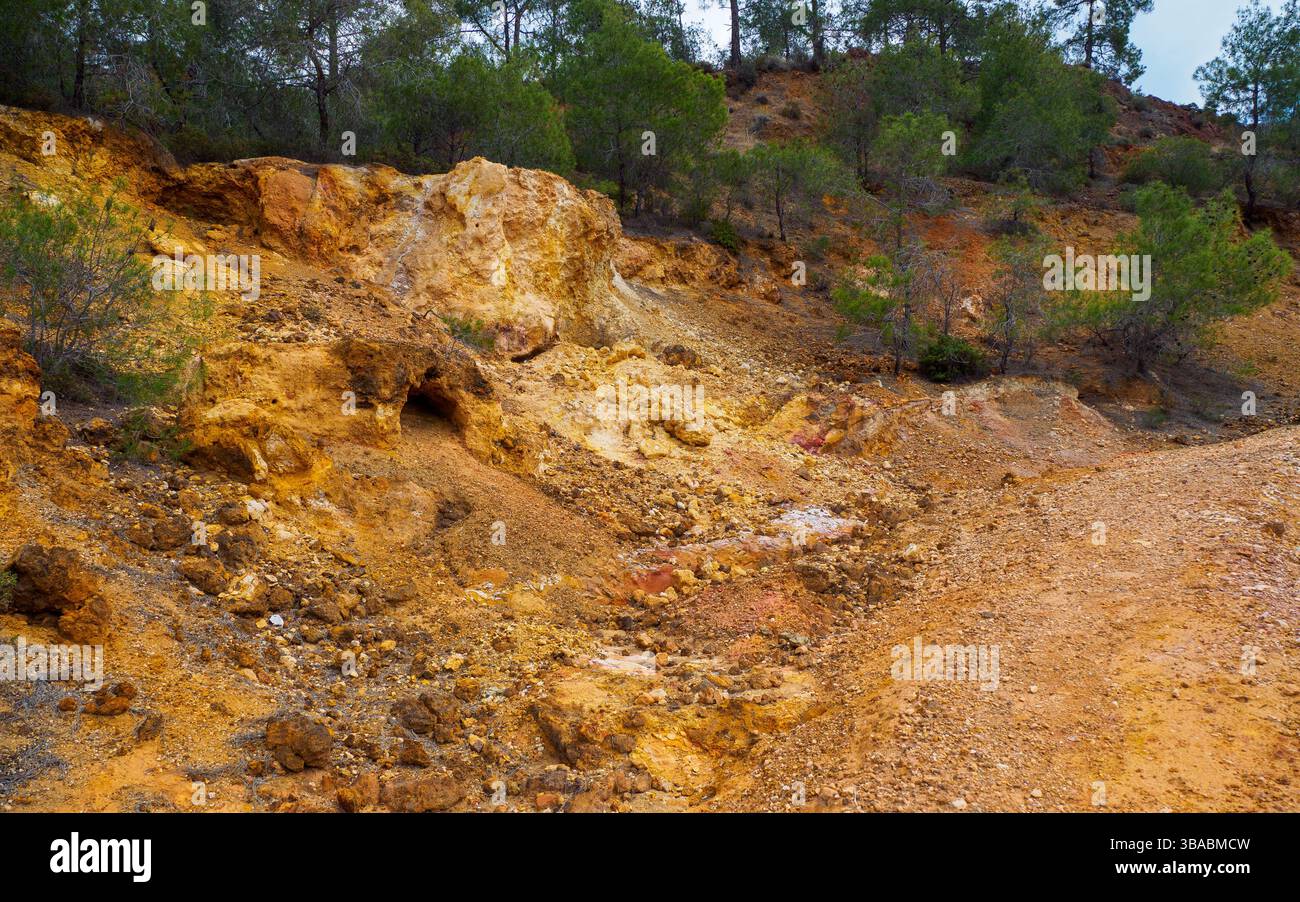 South Mathiatis mine, abondonned sulfide mine with ancient tunnels ...