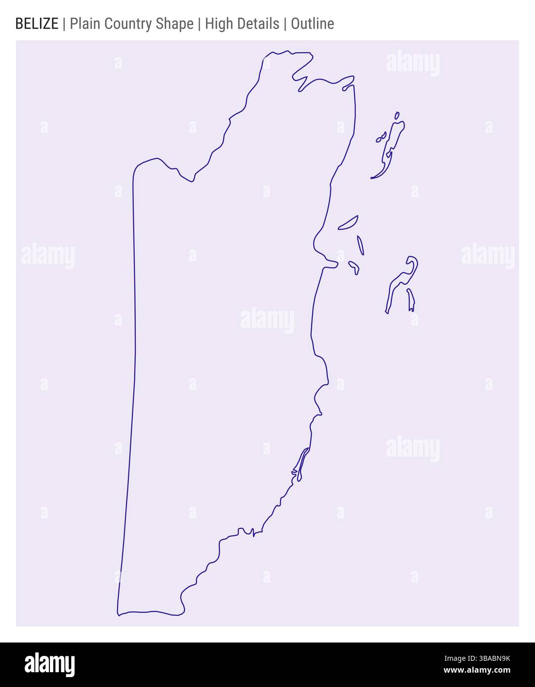 Belize plain country map. High details. Outline style. Shape of Belize ...