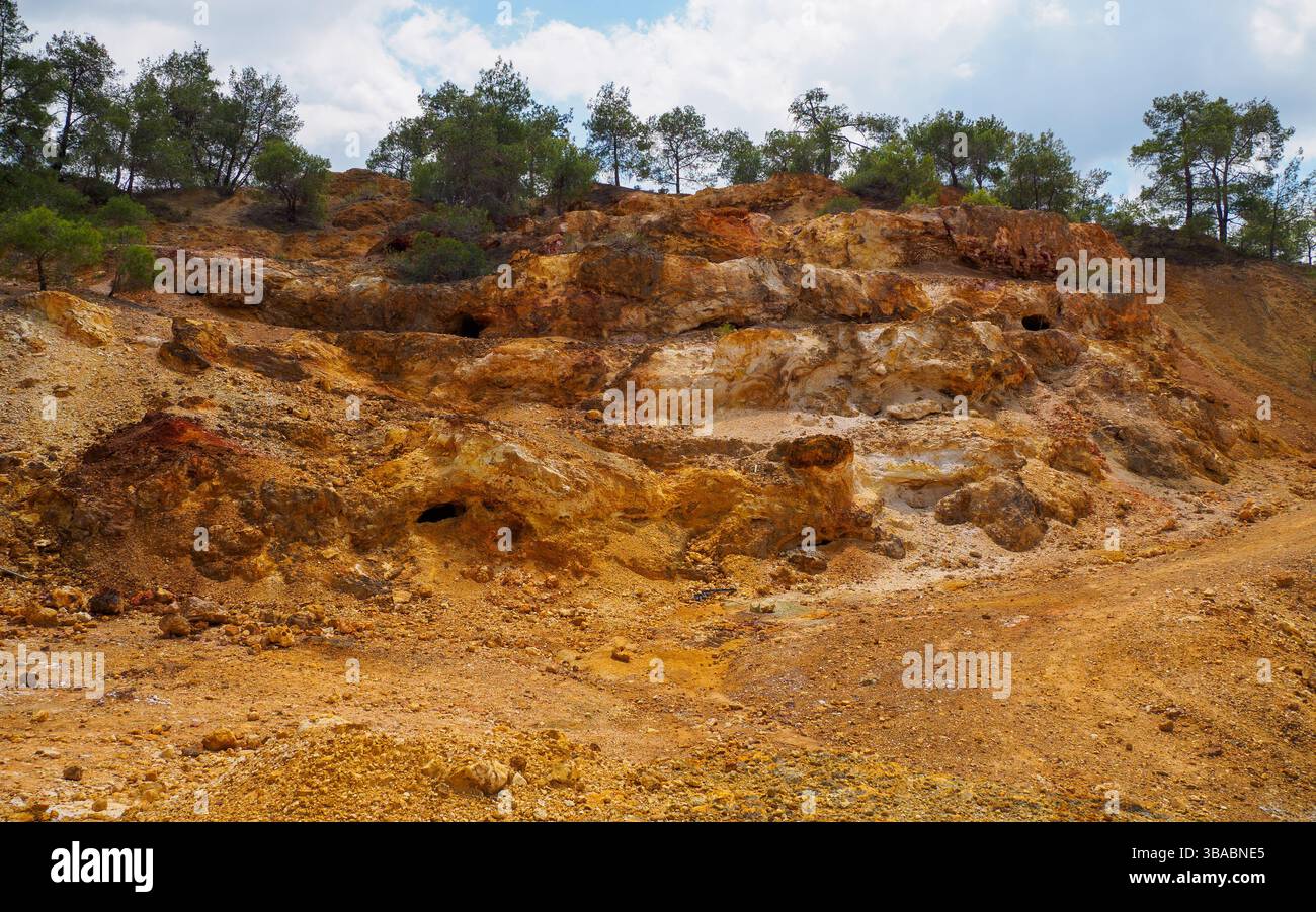South Mathiatis mine, abondonned sulfide mine with ancient tunnels ...