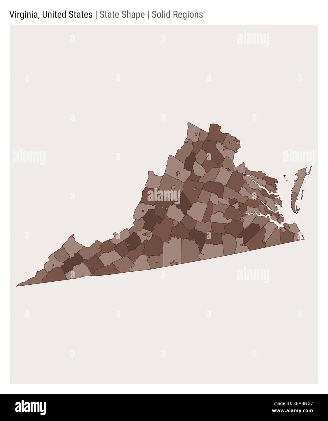 Virginia, United States. Simple vector map. State shape. Solid Regions ...