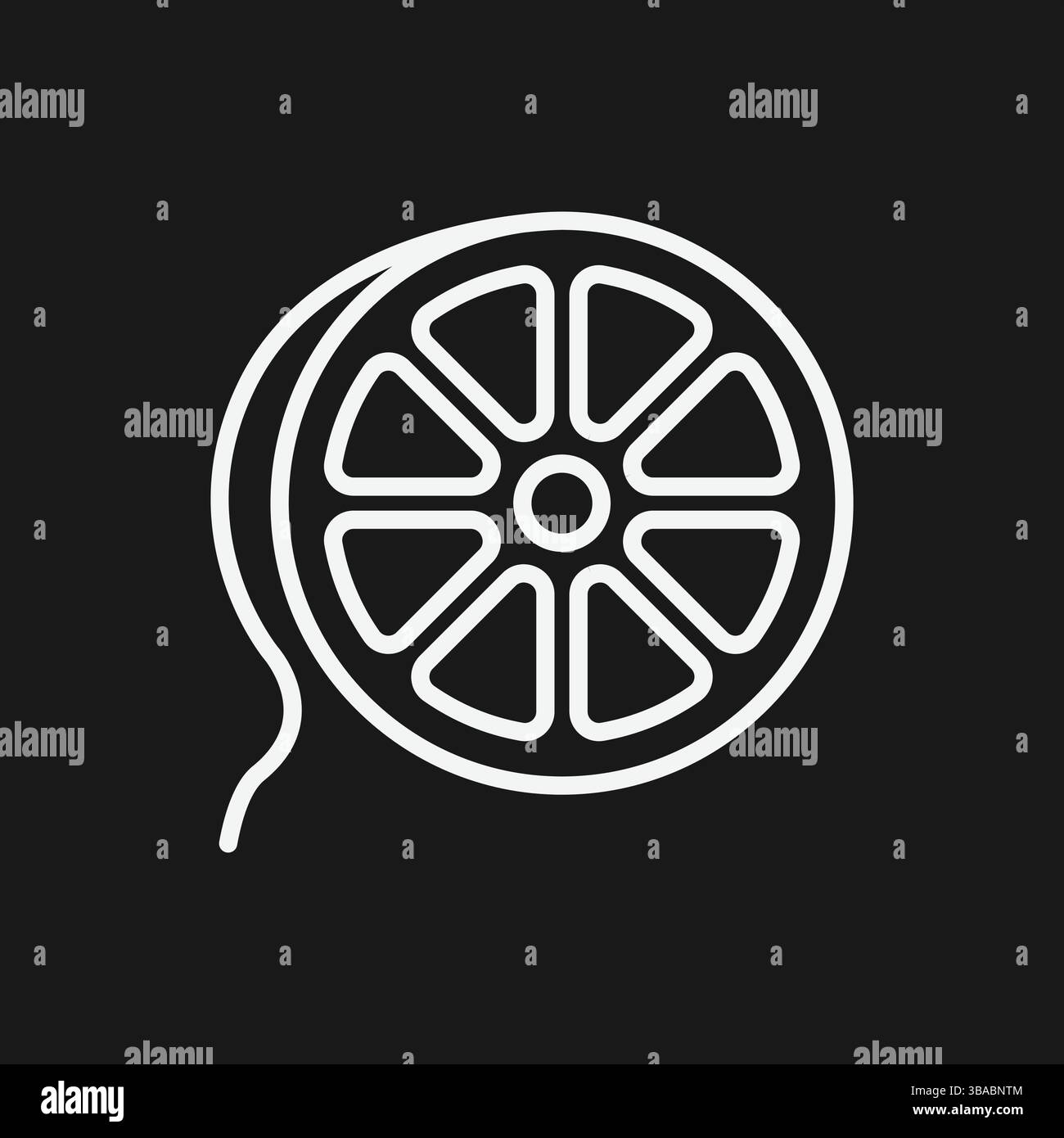White Outline Icon of a Film Reel on Black Background Movie, Cinema ...