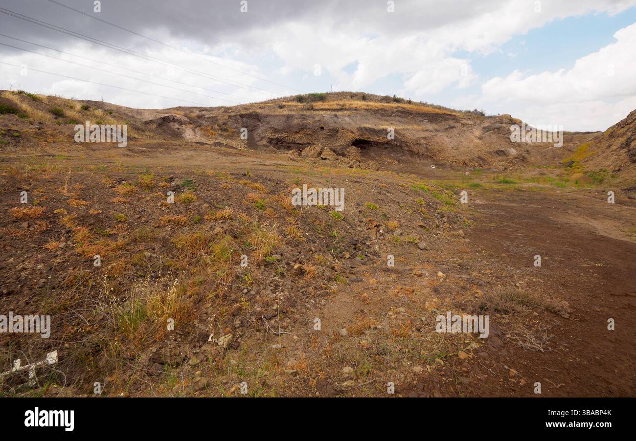 Umber deposit next to Copper mine of North Mathiatis, Cyprus Stock ...