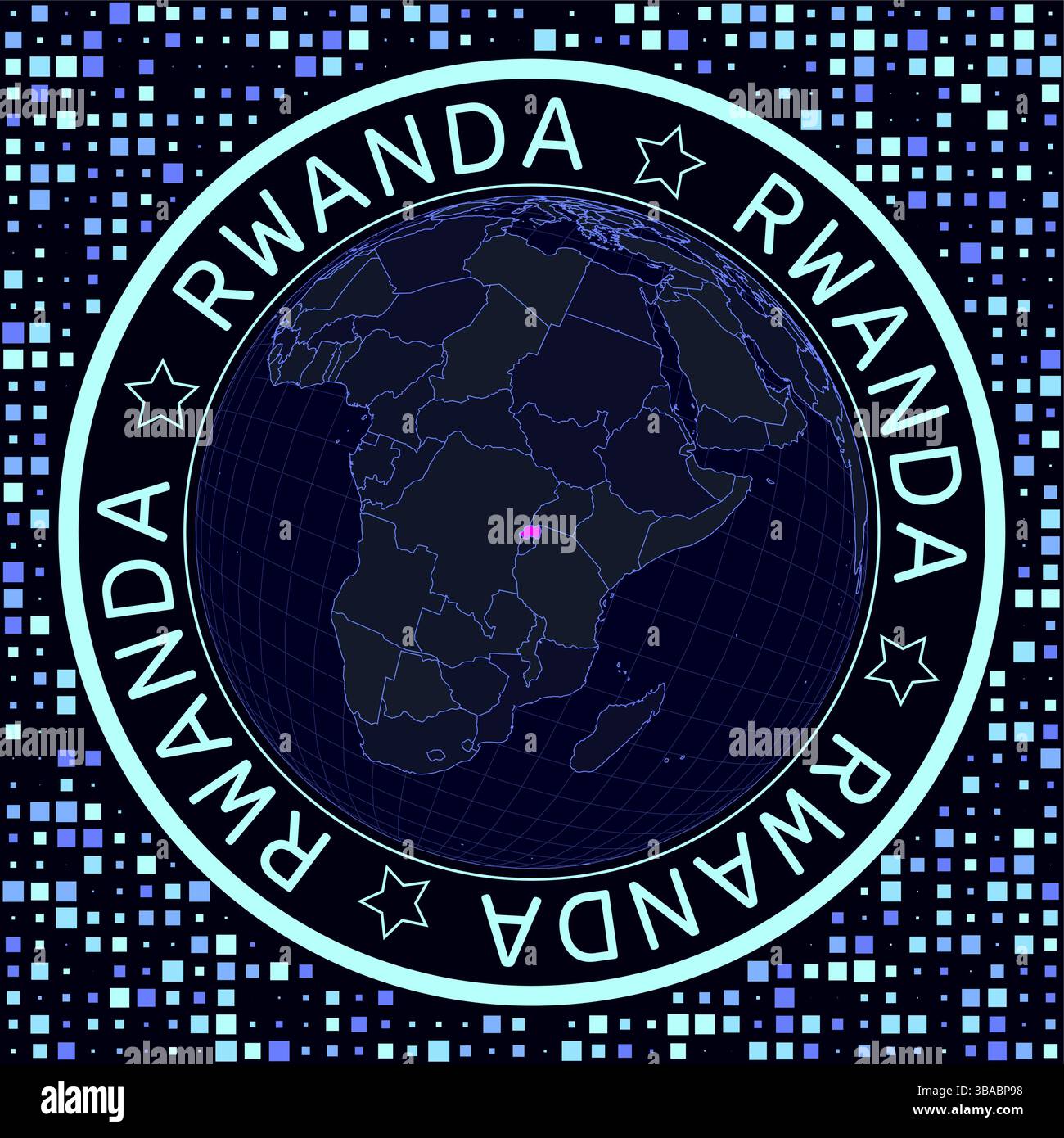 Rwanda on globe vector. Futuristic satellite view of the world centered ...
