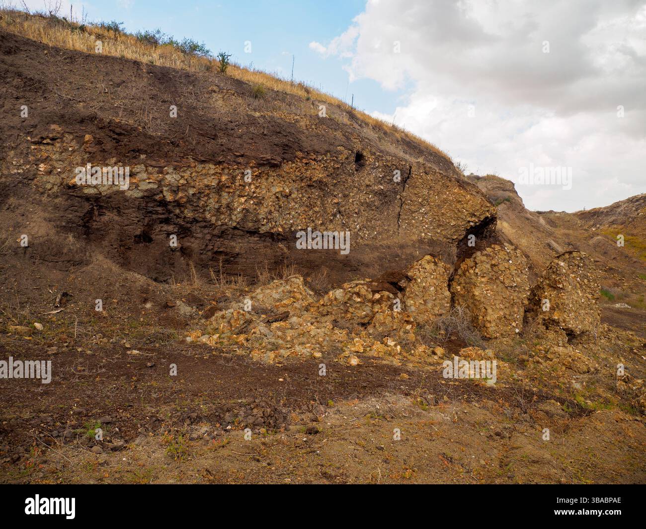 Umber deposit next to Copper mine of North Mathiatis, Cyprus Stock ...
