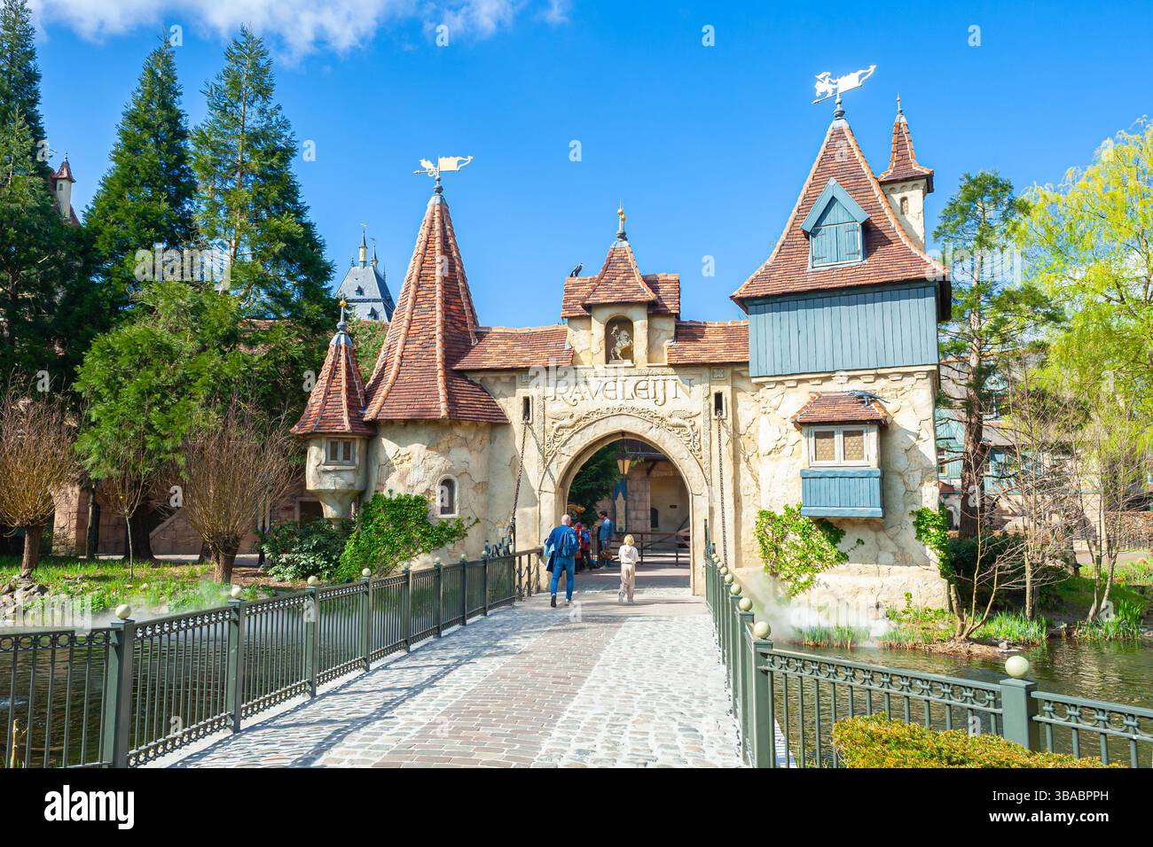 Entrance to the magical city of Raveleijn in amusement park Efteling ...