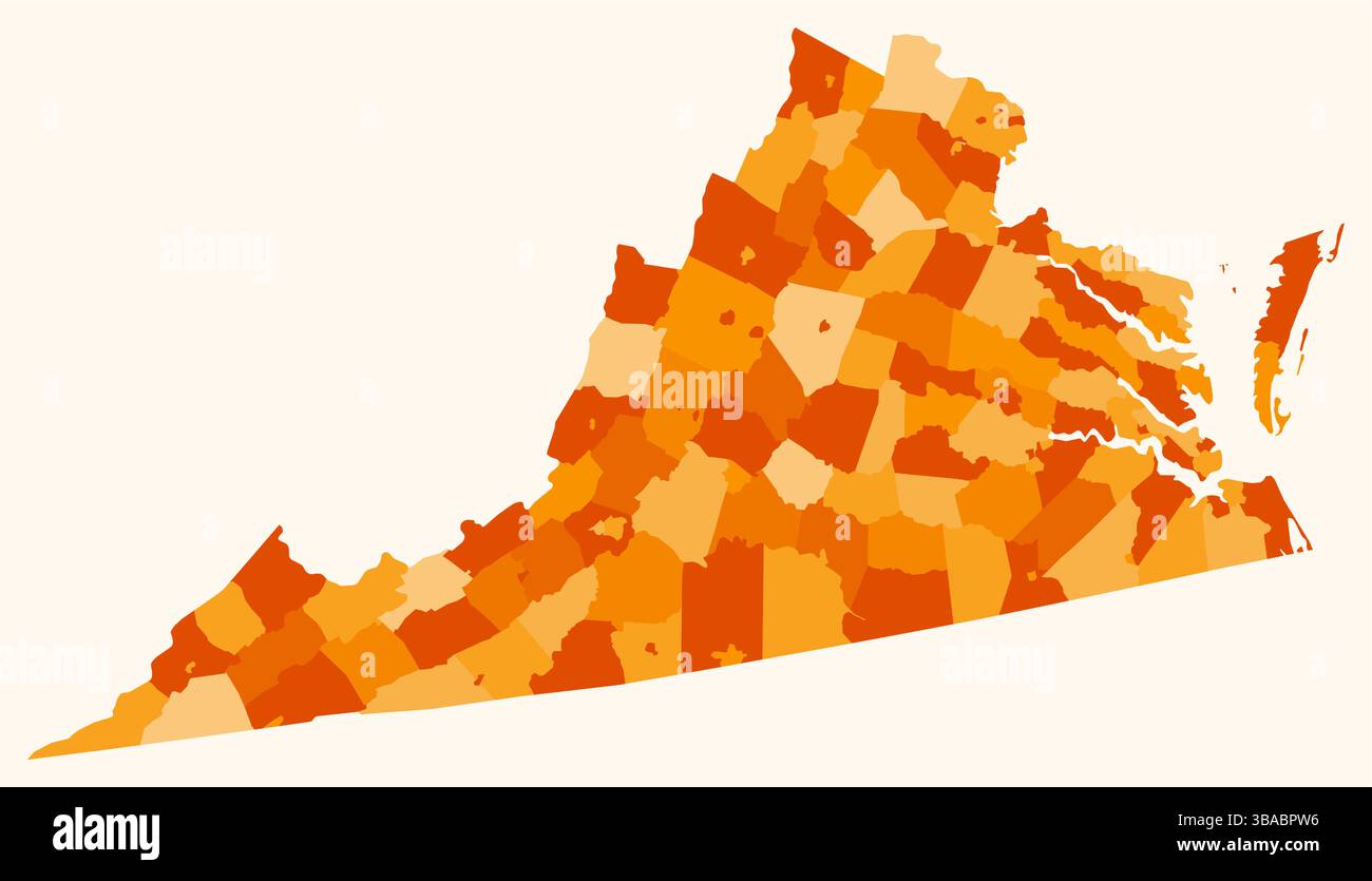 Map of Virginia with counties. Just a simple state border map with ...