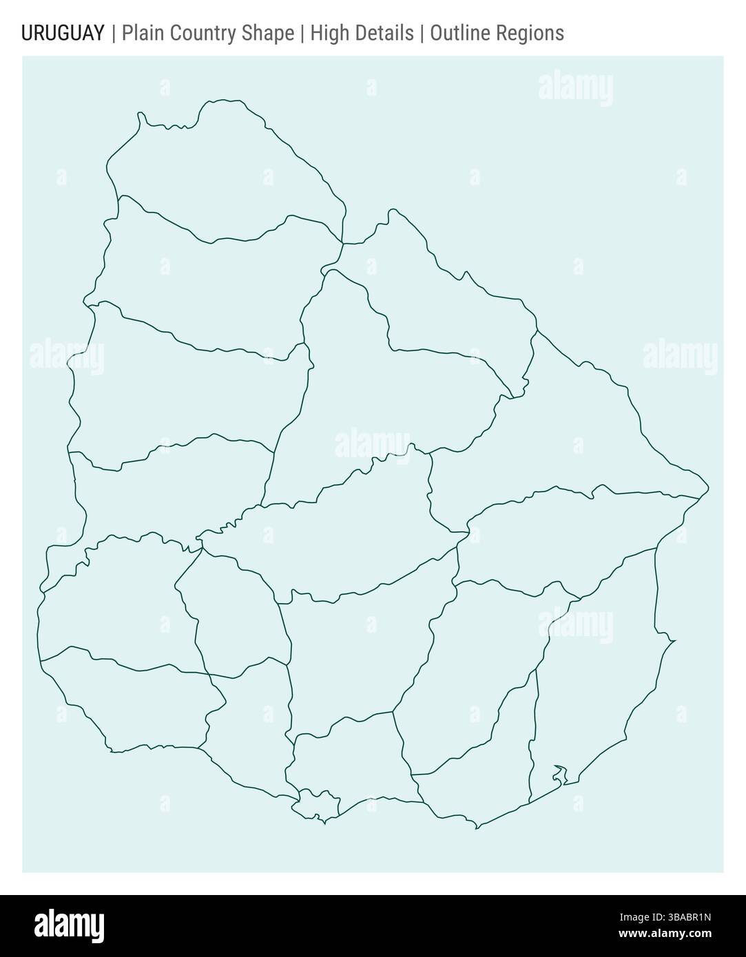 Uruguay plain country map. High details. Outline regions style. Shape ...