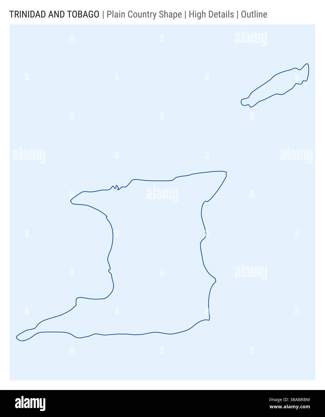 Trinidad and Tobago plain country map. High details. Outline style ...