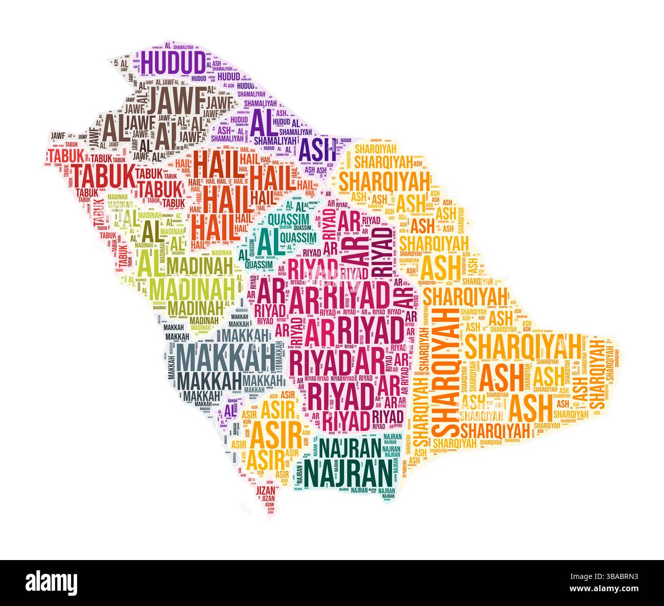 Saudi Arabia region word cloud. Country shape design. Saudi Arabia ...