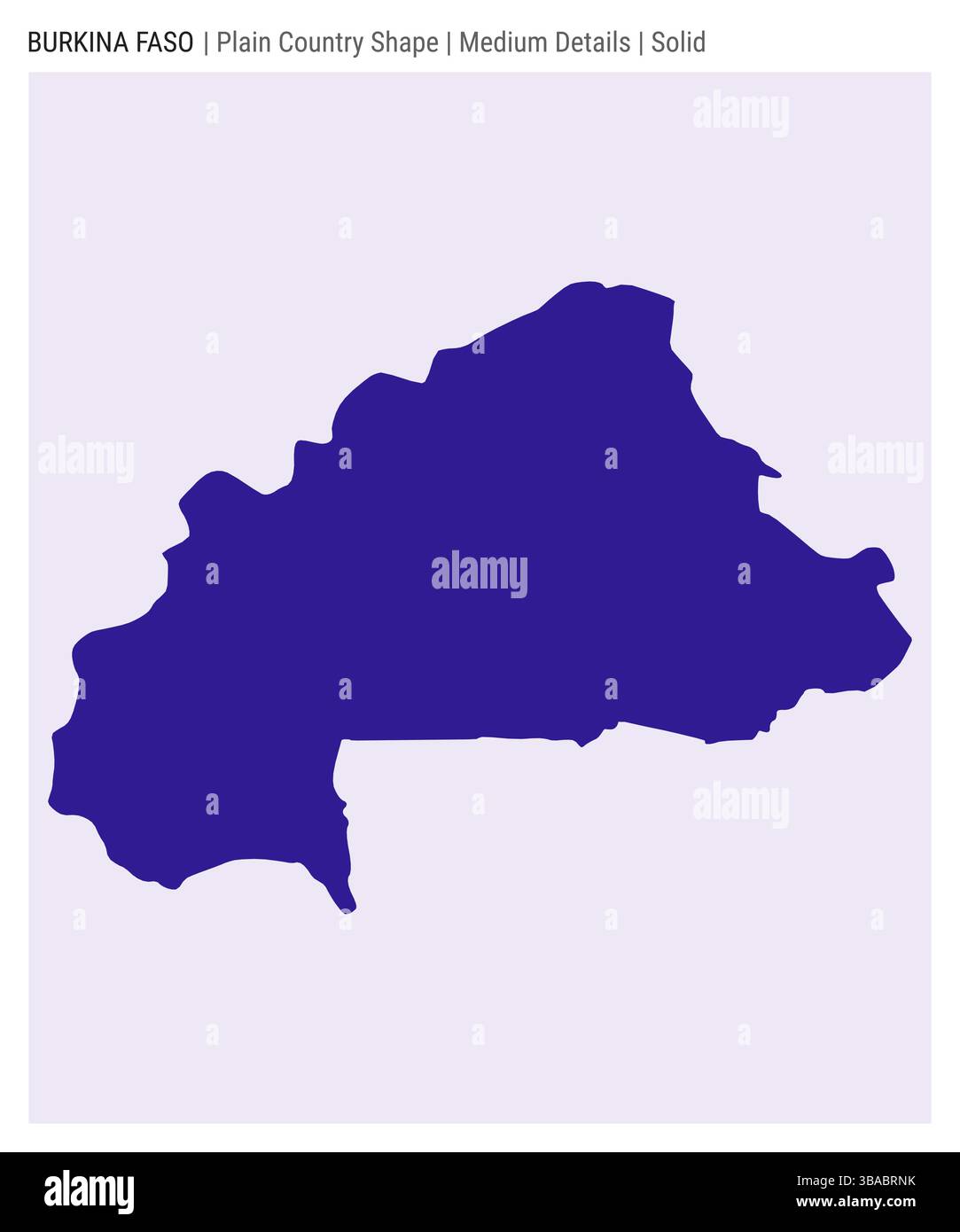 Burkina Faso plain country map. Medium details. Solid style. Shape of ...