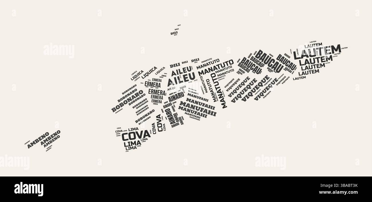 Timor-Leste word cloud. Country with regions division. Timor-Leste ...