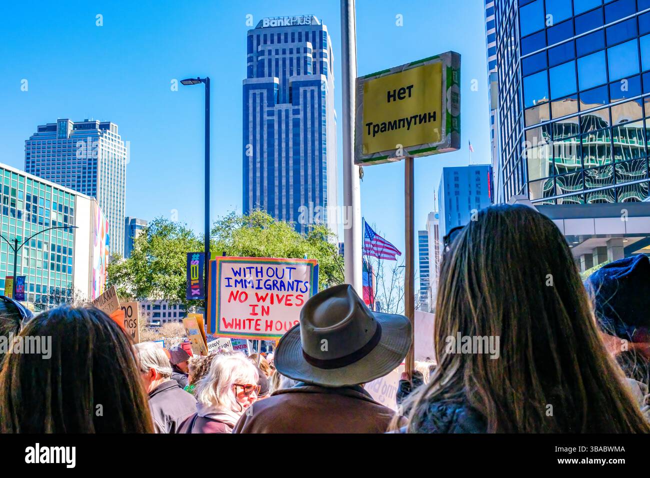 New Orleans, LA, USA - February 17, 2025: Anti Trump (50501 protest ...