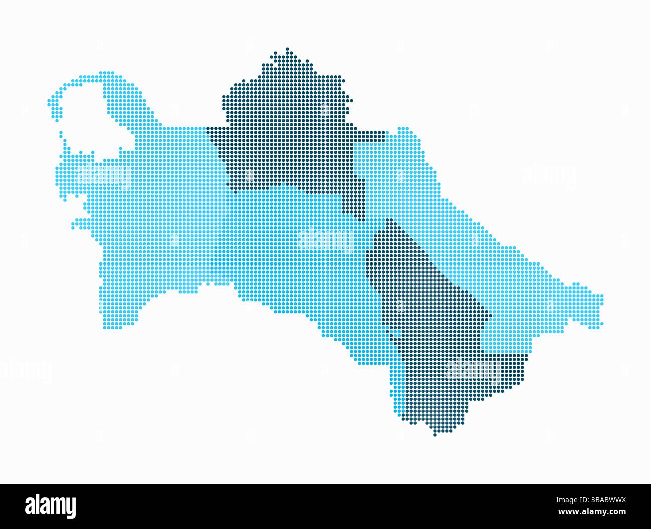 Turkmenistan dotted map. Digital style map of the country on a white ...
