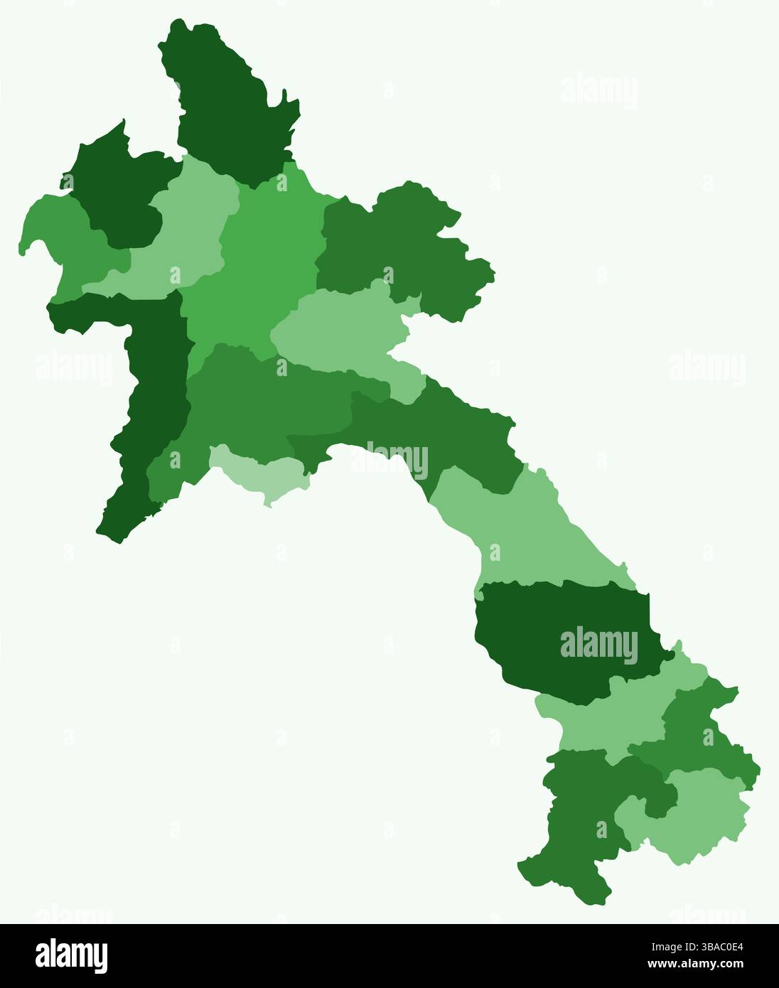 Map of Laos with regions. Just a simple country border map with region ...