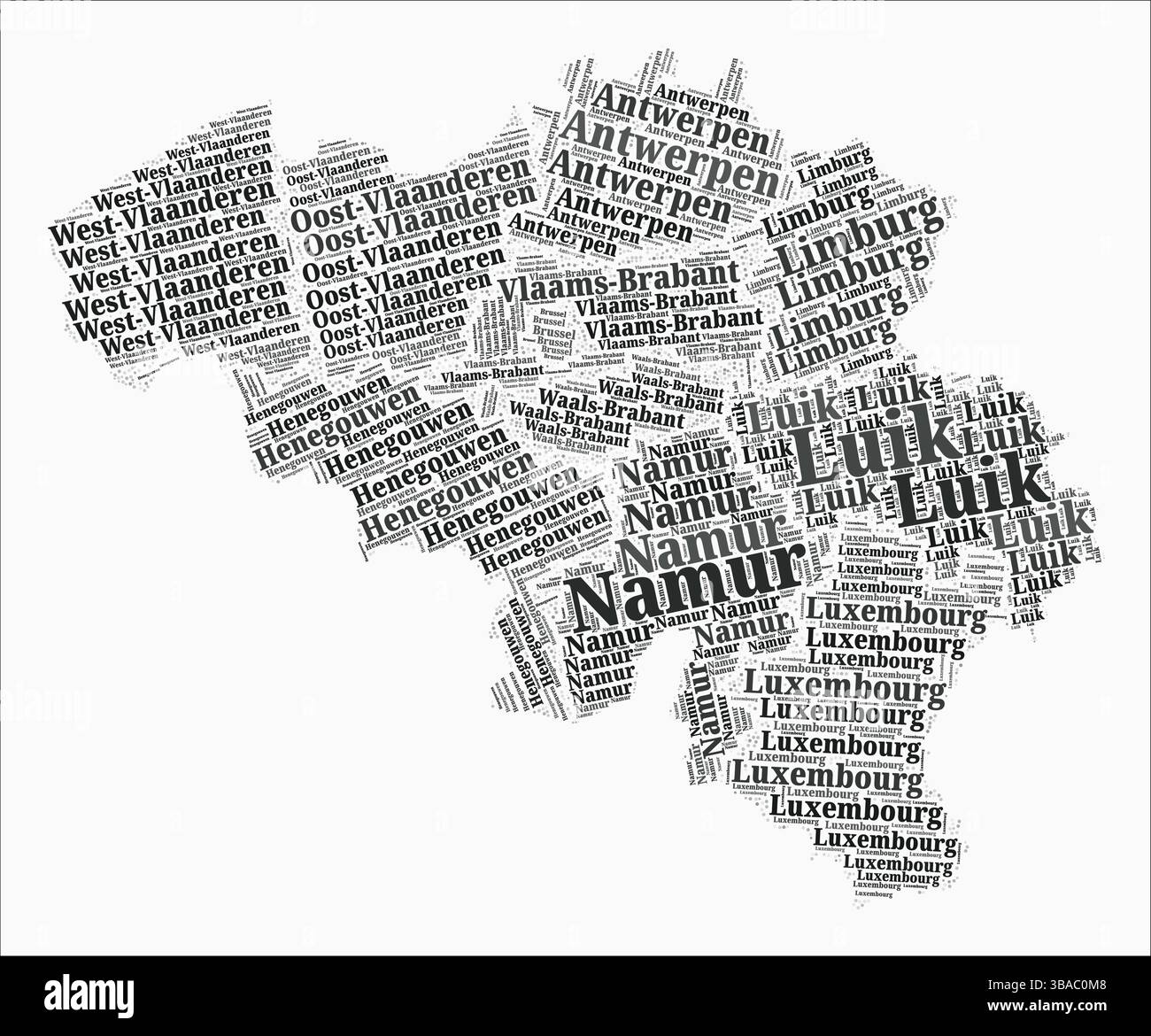 Belgium Text Style Regions. Country region names word clouds in the ...