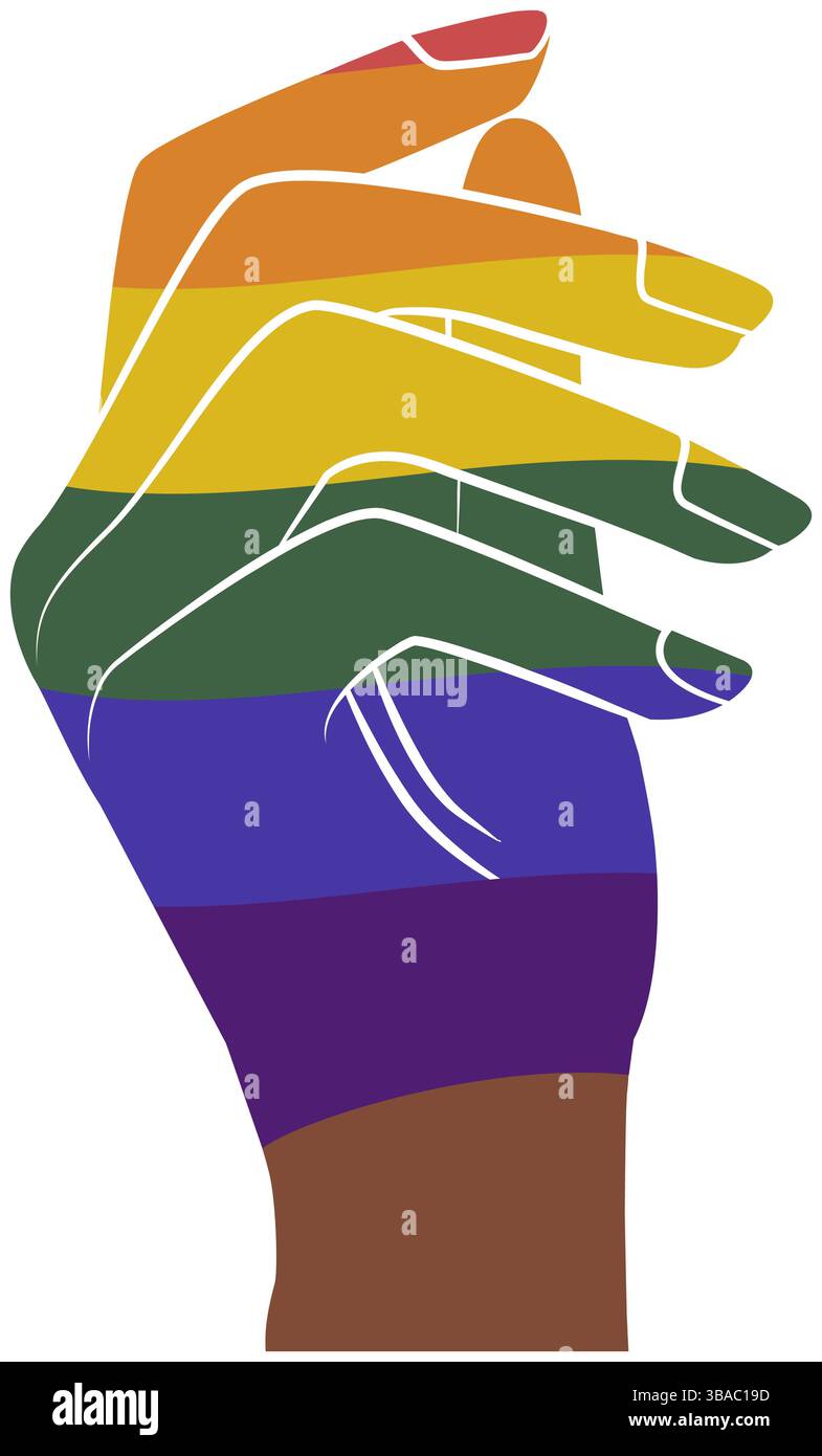 Rainbow hand illustration sticker. LGBT concept icon. Realistic style ...