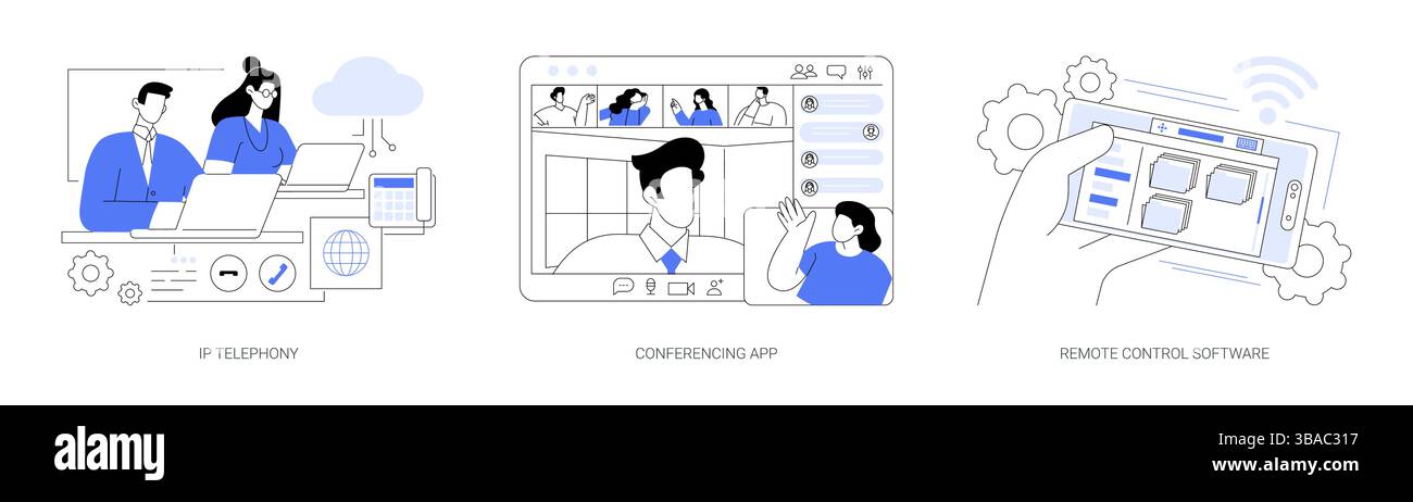 Teamwork technologies isolated cartoon vector illustrations se Stock ...