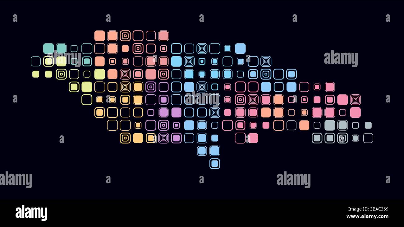 Jamaica, shape of the country built of colored cells. Digital style map ...