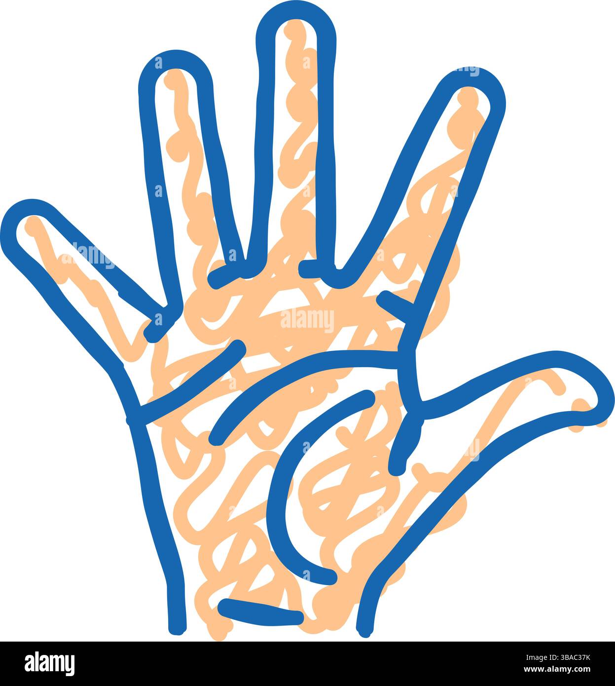 five number hand gesture icon doodle illustration Stock Vector Image ...