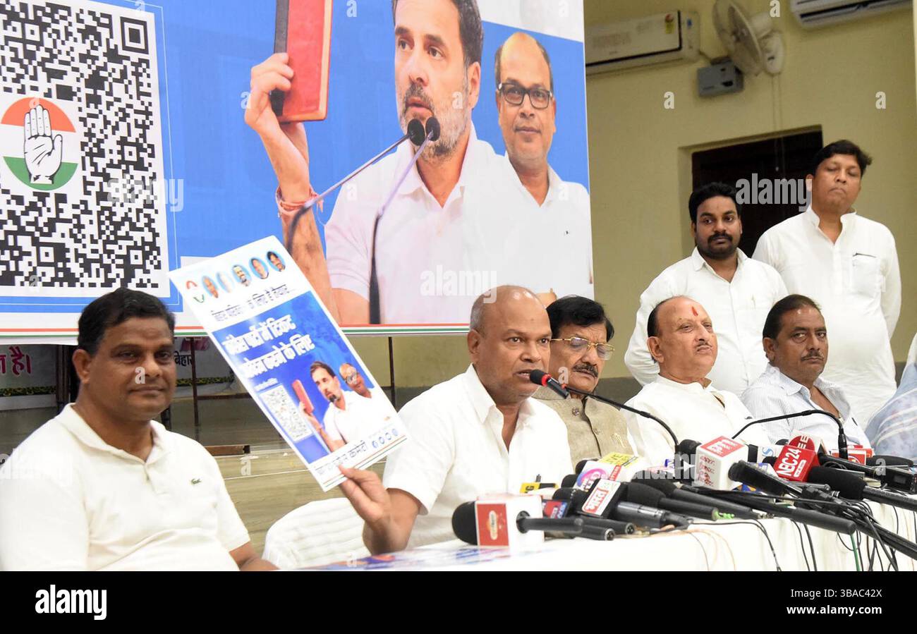 Patna, India. 12th May, 2025. PATNA, INDIA - MAY 12: Bihar Congress state president Rajesh Ram ...