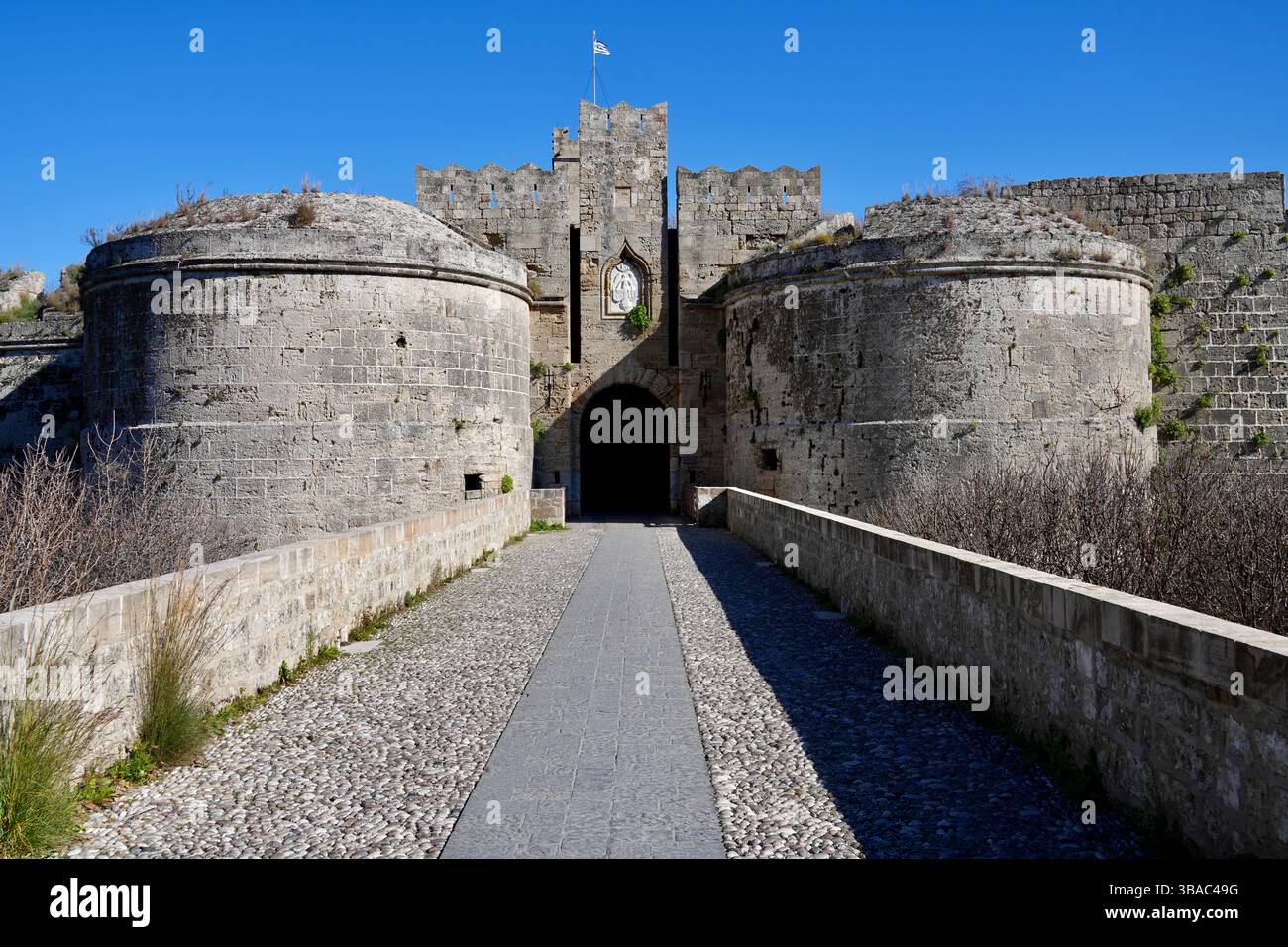 The Gate of Amboise within the medieval fortifications of Rhodes Town ...