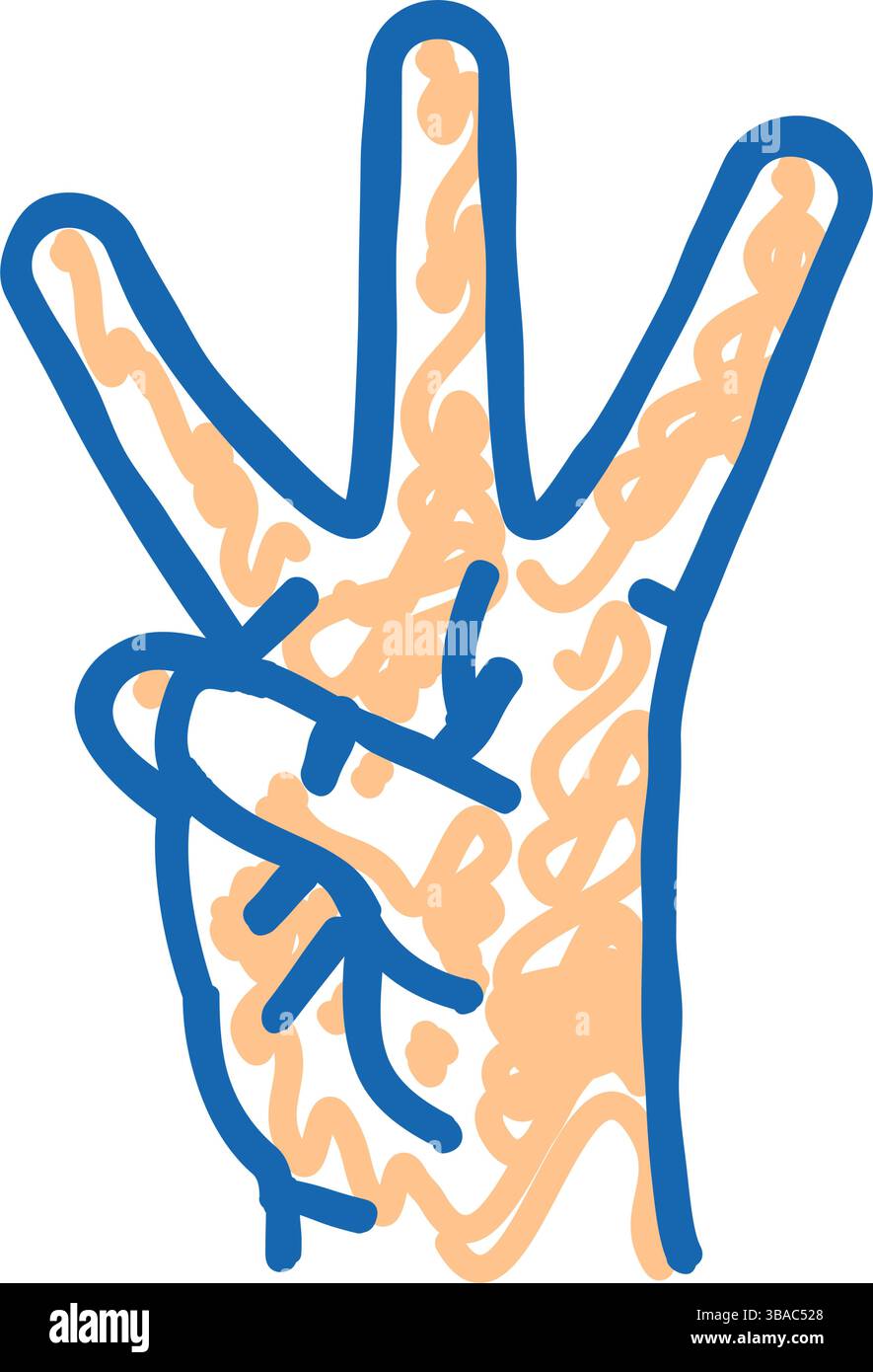 three number hand gesture icon doodle illustration Stock Vector Image & Art - Alamy