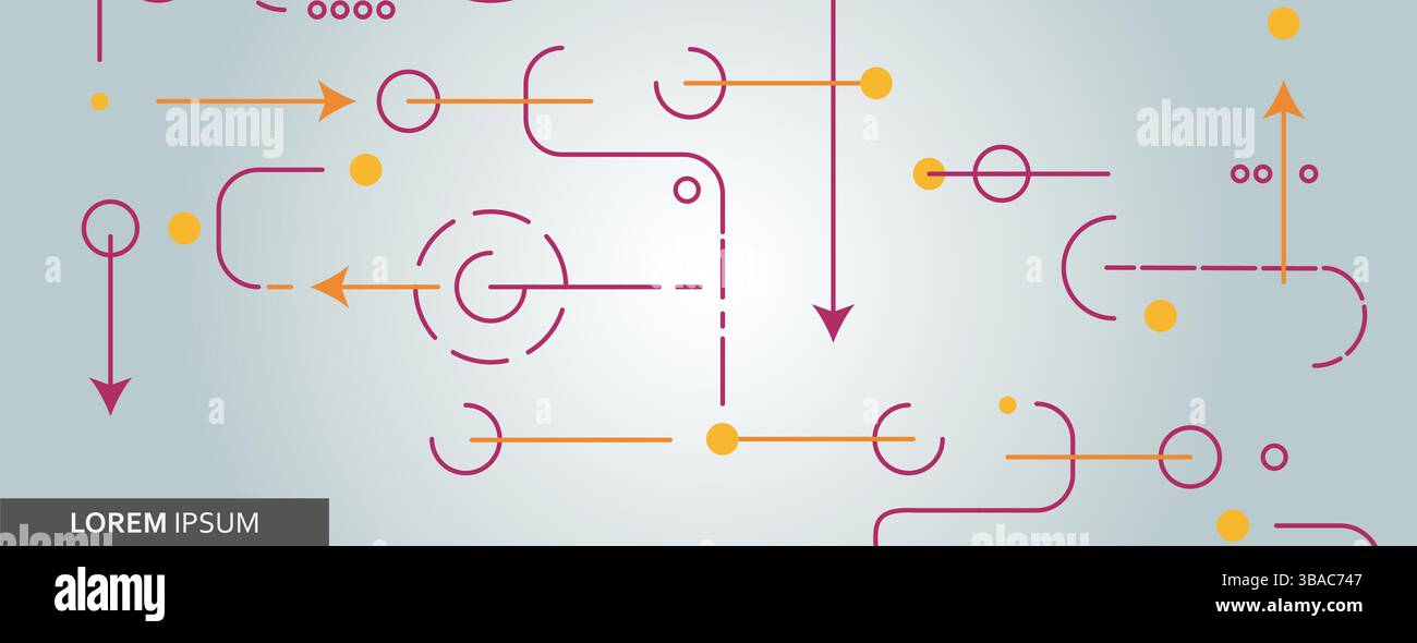 Abstract background with lines, dots and arrows communication. Vector ...
