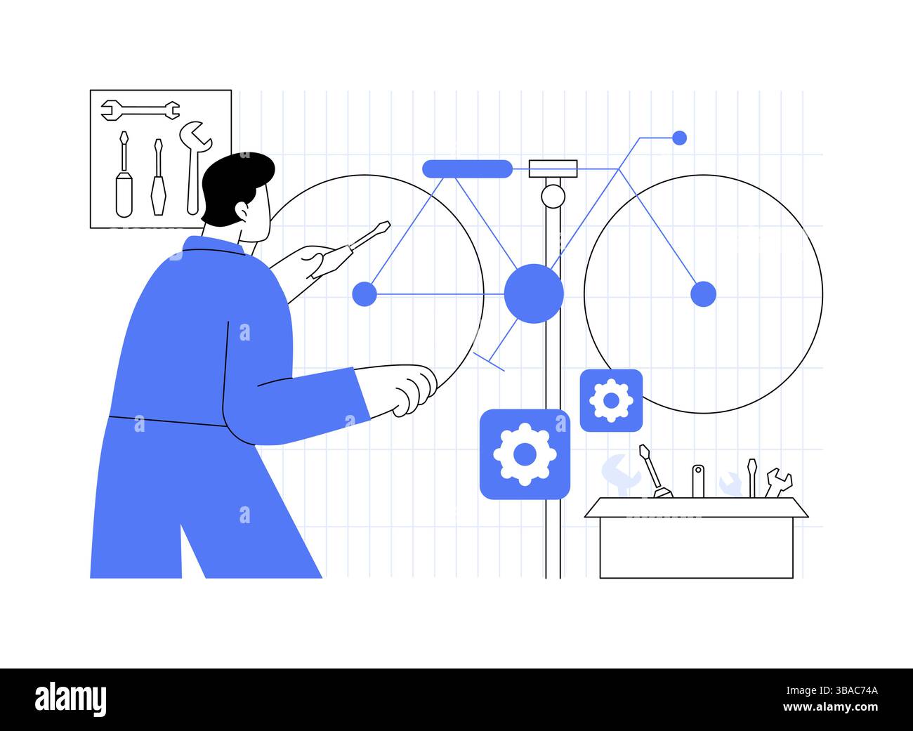 Bike repair shop isolated cartoon vector illustrations Stock Vector ...