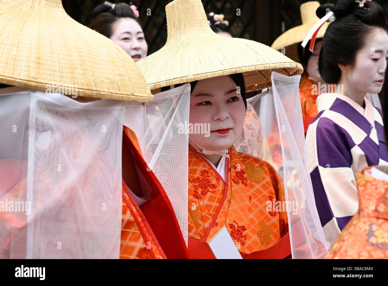 Japanese women in costumes from the Heian period, Hirano shrine's ...