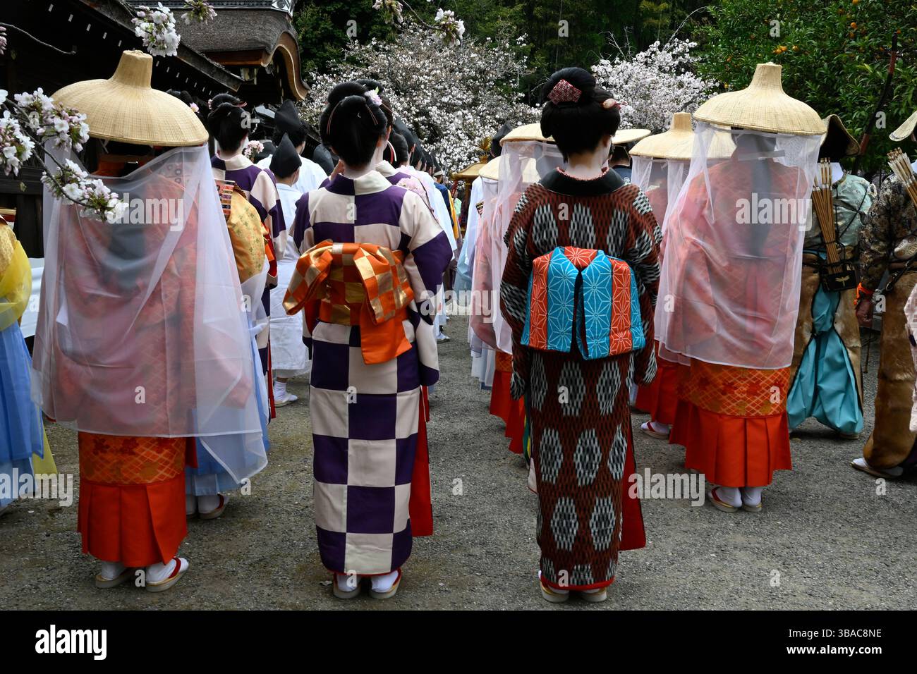 Japanese women in costumes from the Heian period, Hirano shrine's ...