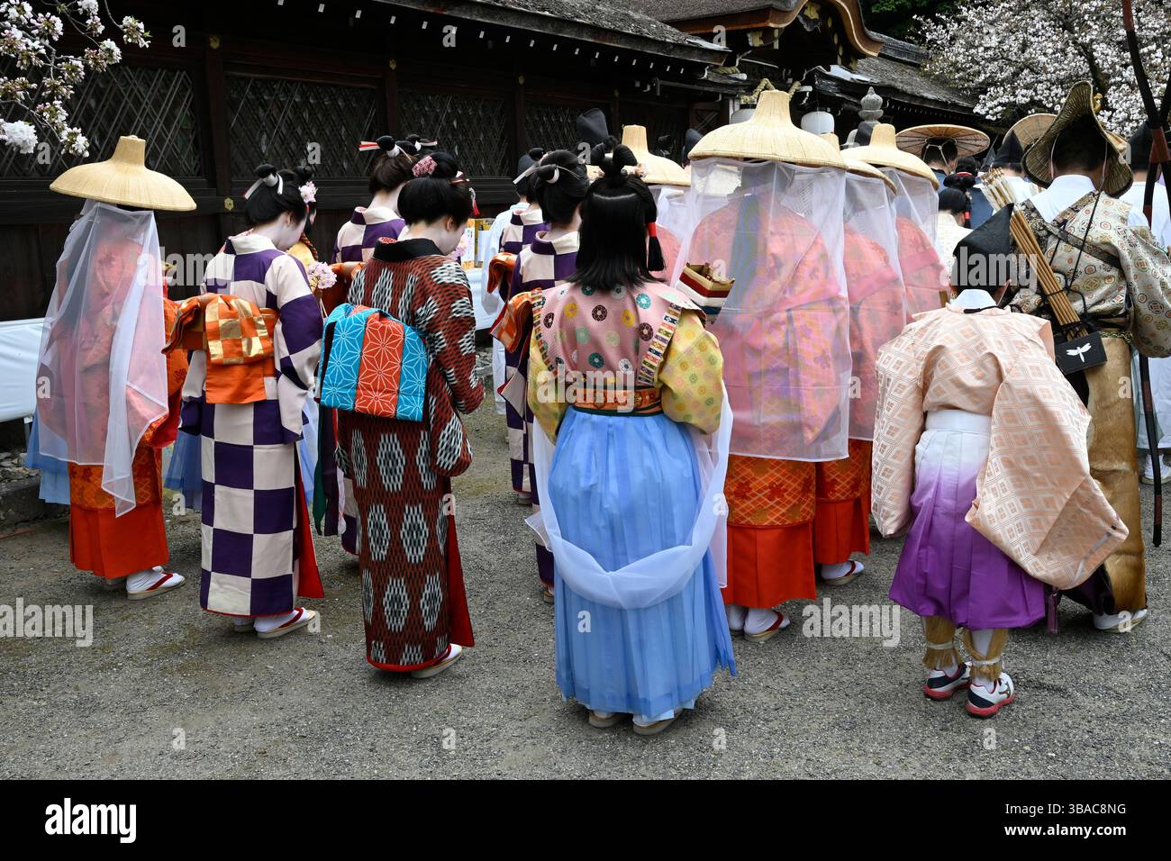 Japanese women in costumes from the Heian period, Hirano shrine's ...