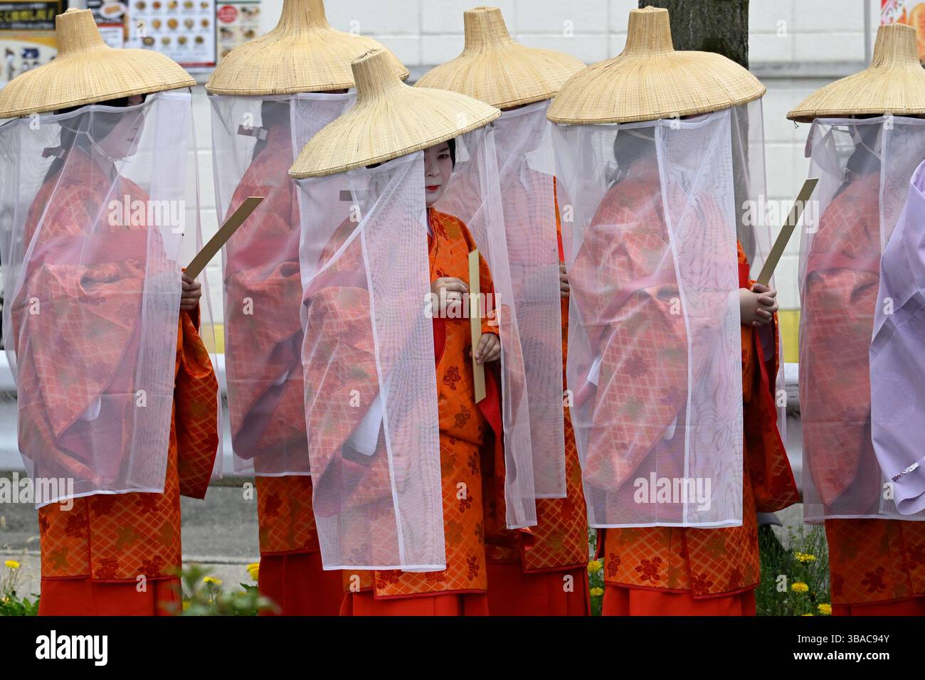 Japanese women in costumes from the Heian period, Hirano shrine's ...