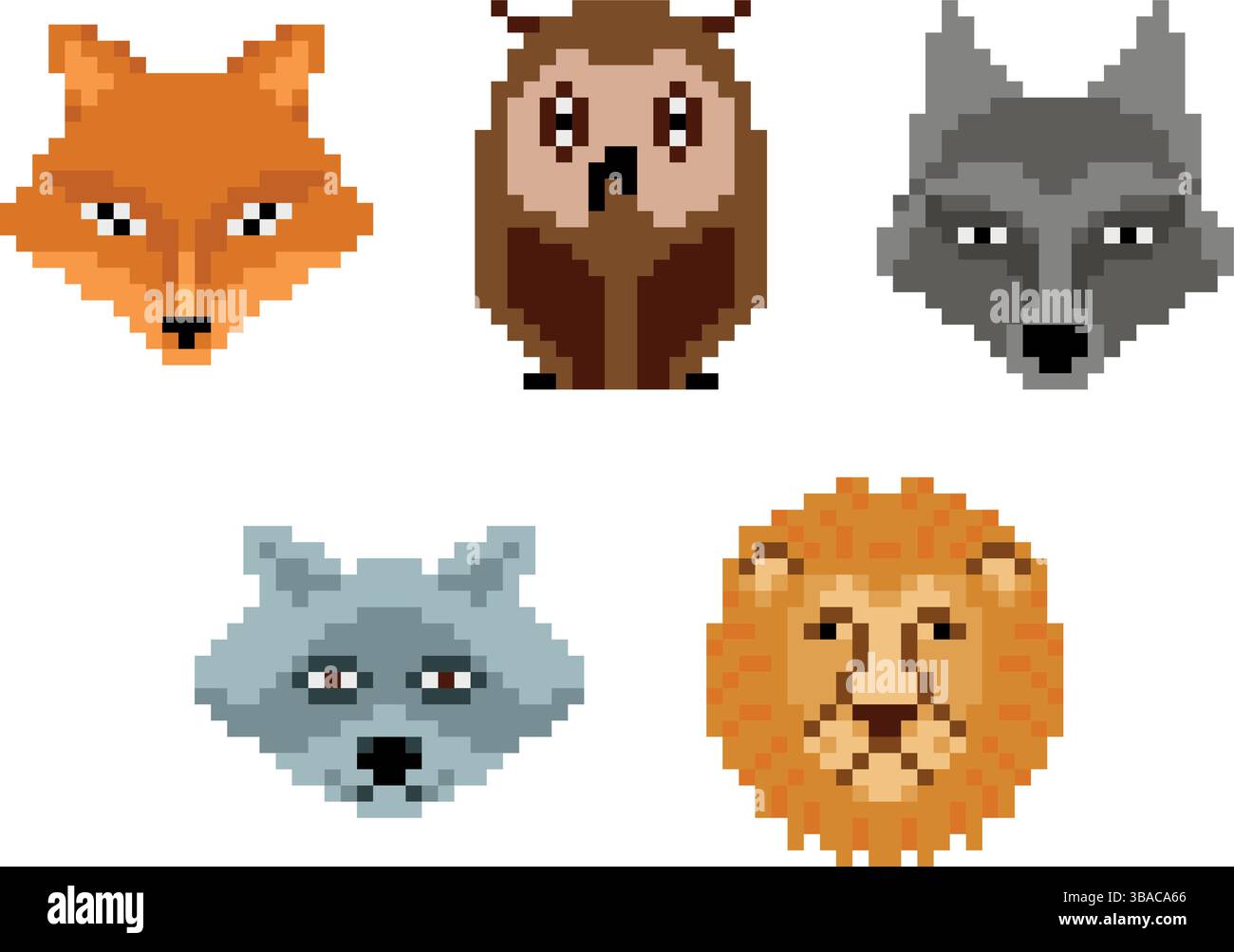 Wild Animals Pixel Art set Stock Vector Image & Art - Alamy