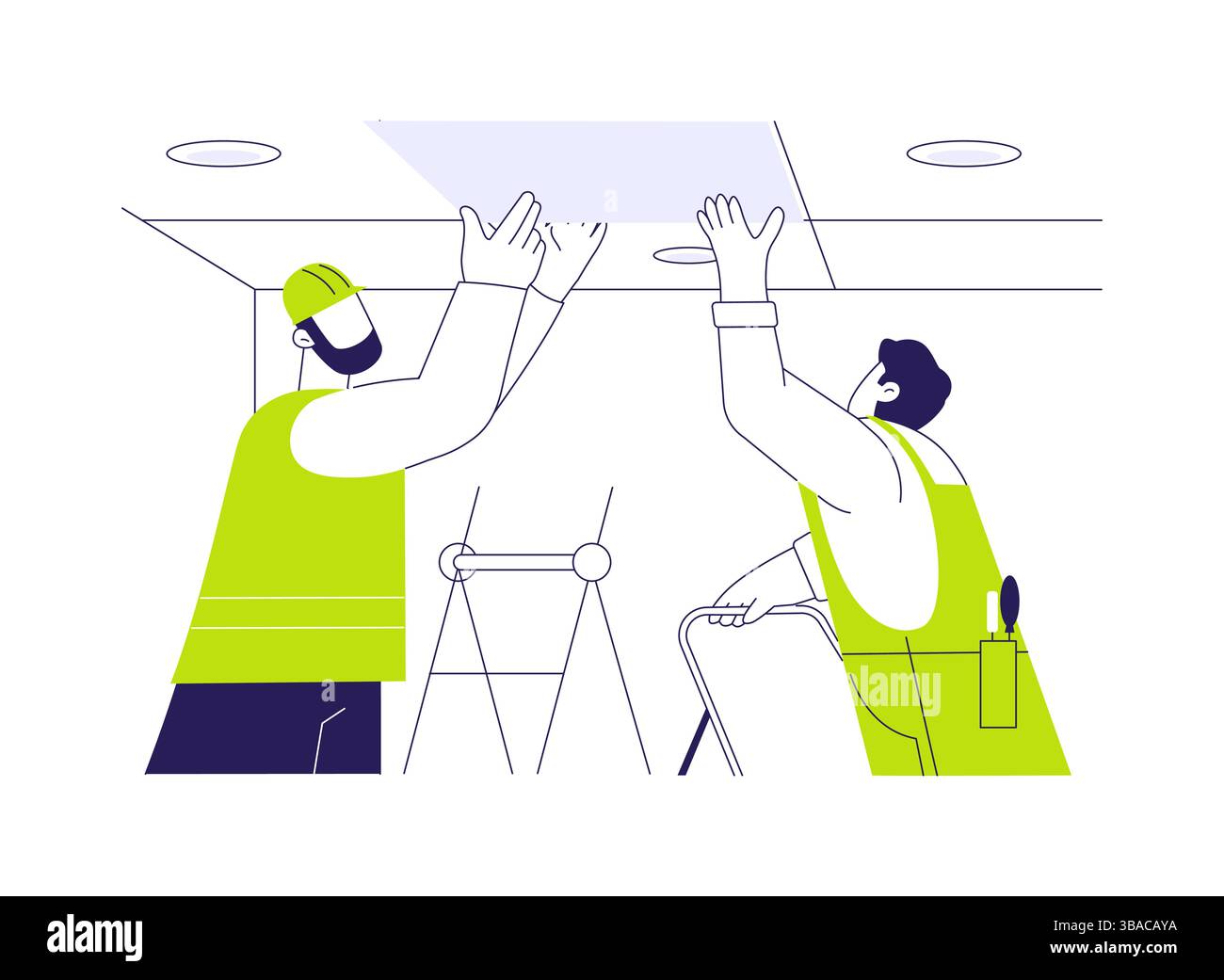 False ceiling installation abstract concept vector illustration Stock ...