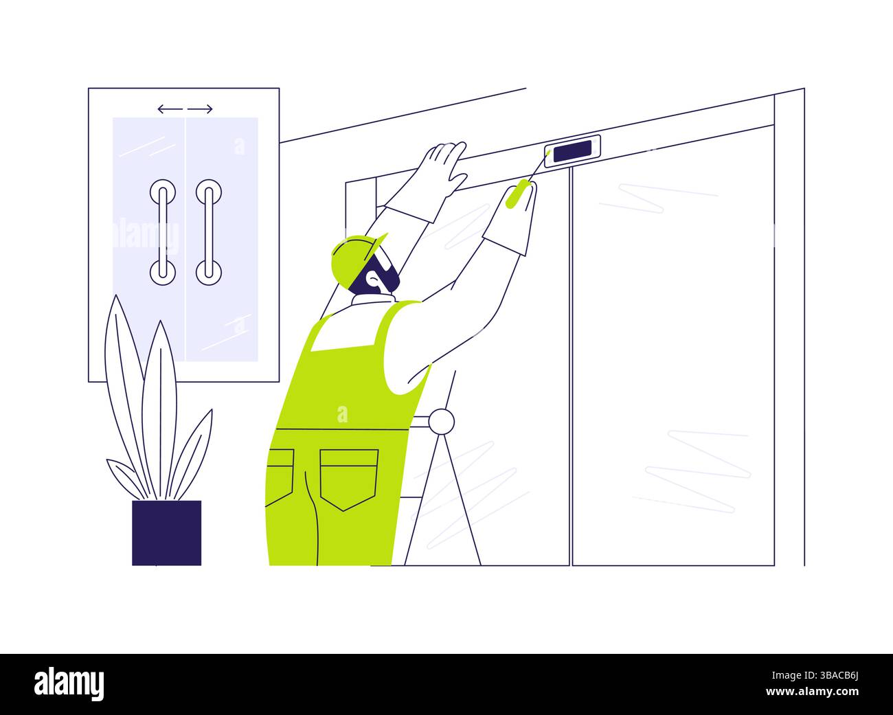 Automatic sliding doors installation abstract concept vector ...