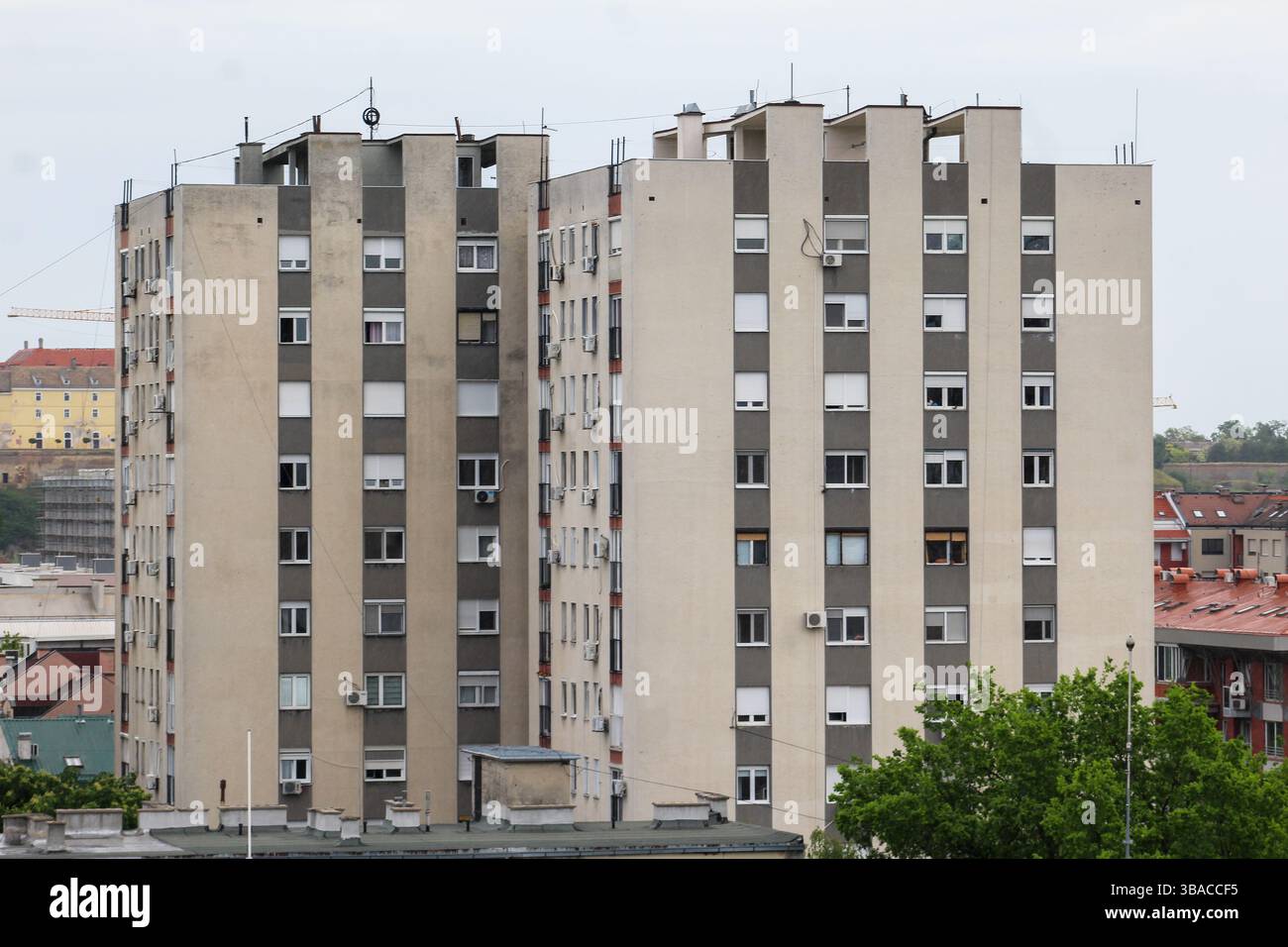 Concrete apartment buildings dominate hi-res stock photography and ...