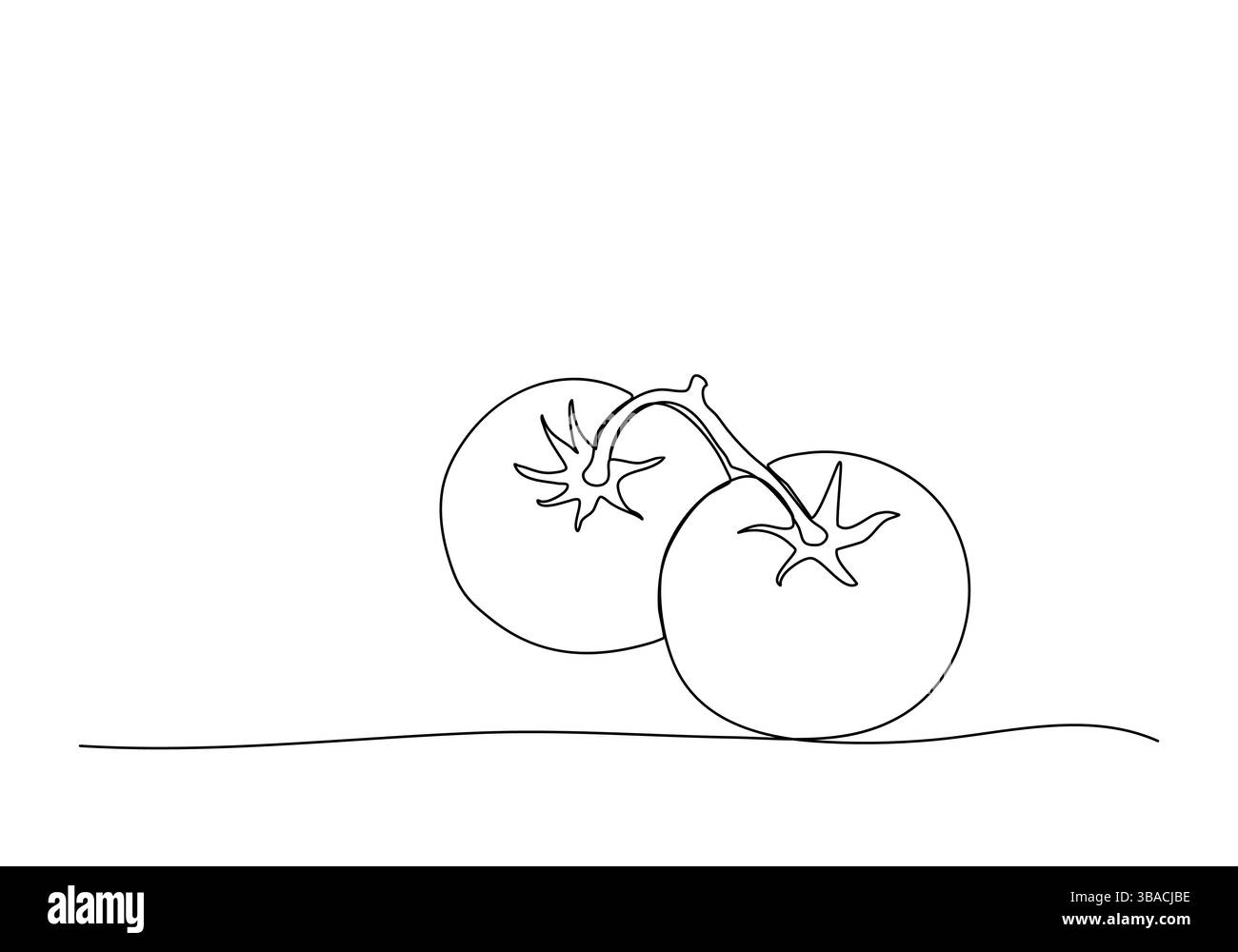Two tomatoes, one line drawing vector illustration Stock Vector Image ...