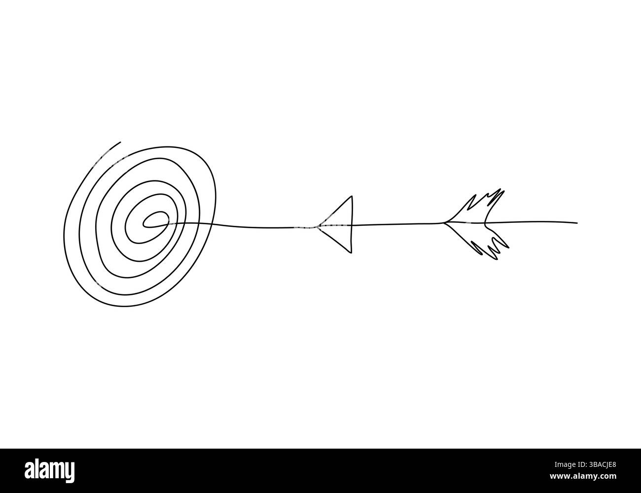 Arrow strikes the target. One line drawing vector illustration Stock ...