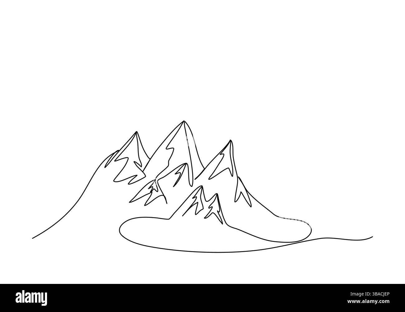 Mountains. One line drawing vector illustration Stock Vector Image ...