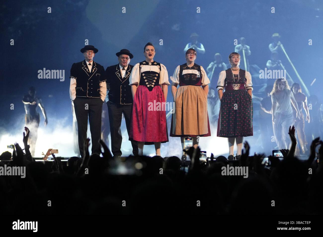 Swiss traditional musicians open the show at the start of the dress ...