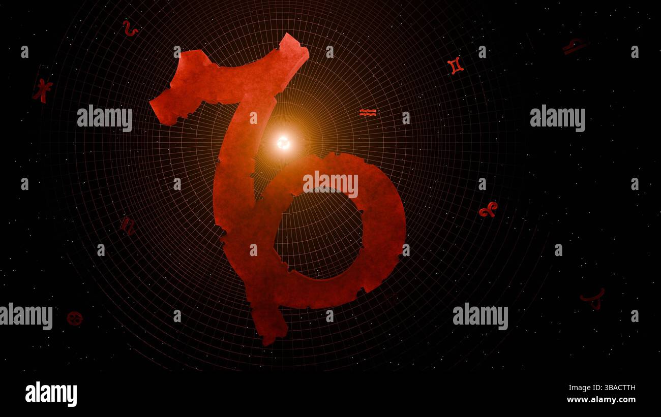 3d render of prominent capricorn symbol and astrological background ...
