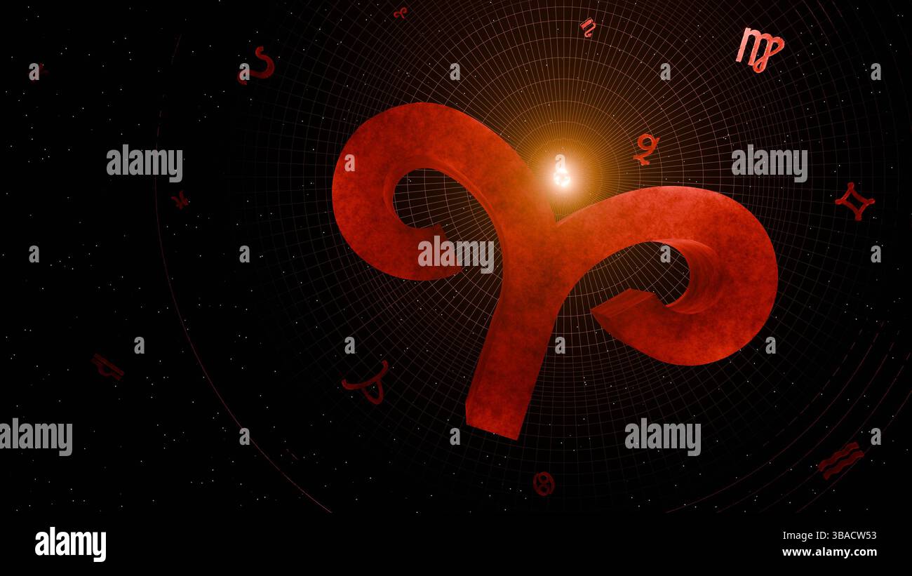3d render of prominent aries symbol and astrological background Stock ...