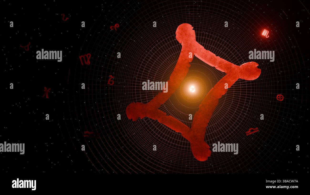 3d render of prominent gemini symbol and astrological background Stock ...