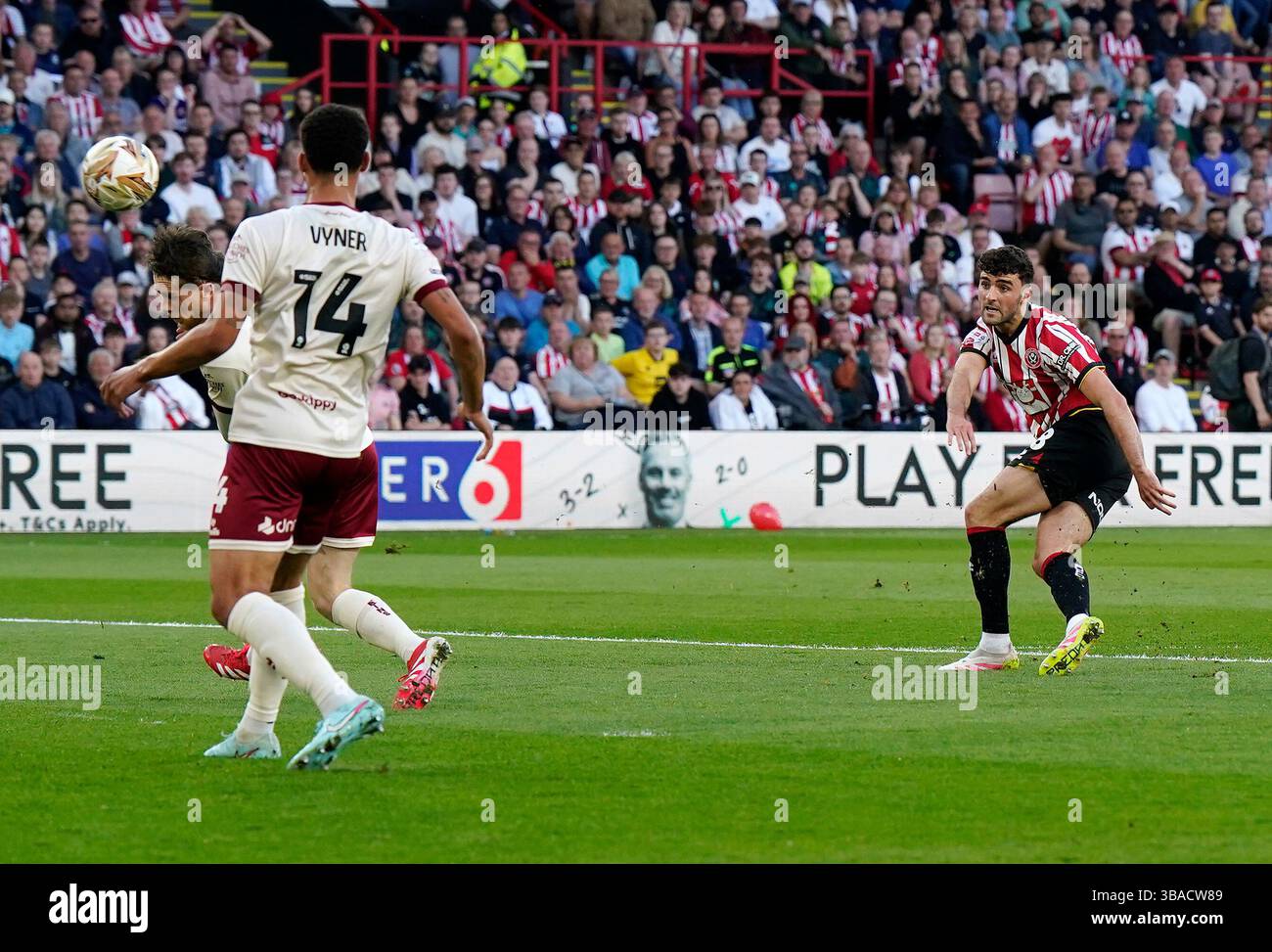 Sheffield, UK. 12th May, 2025. Thomas Cannon of Sheffield United fires ...